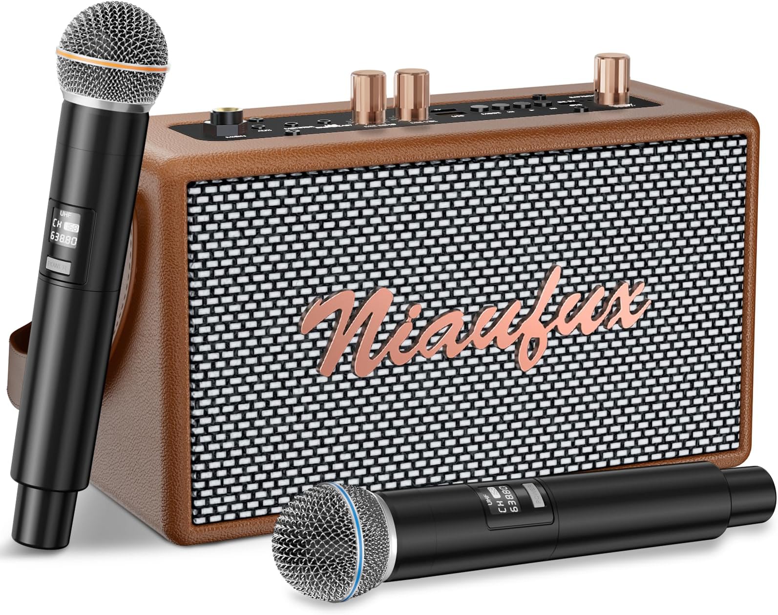 Amazon.com: Retro Karaoke Machine with Two Wireless Microphones ...