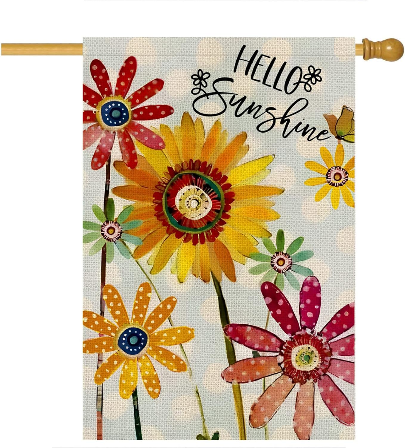 Amazon.com : Summer Flowers House Flags for Outdoor, Hello Sunshine ...