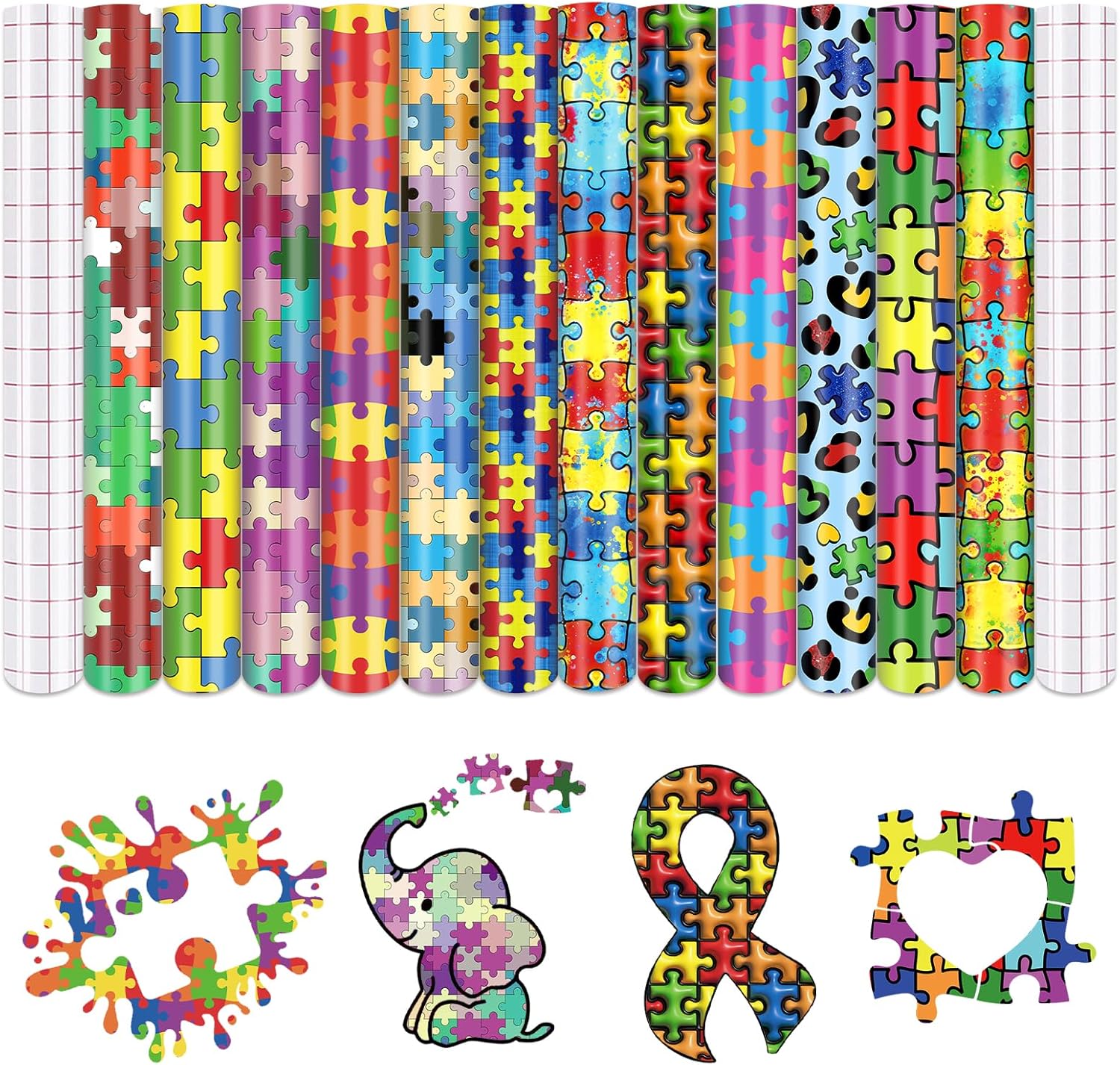 Amazon.com: HTVSTD Autism Puzzles Permanent Vinyl 12 Sheets 12"x10 ...