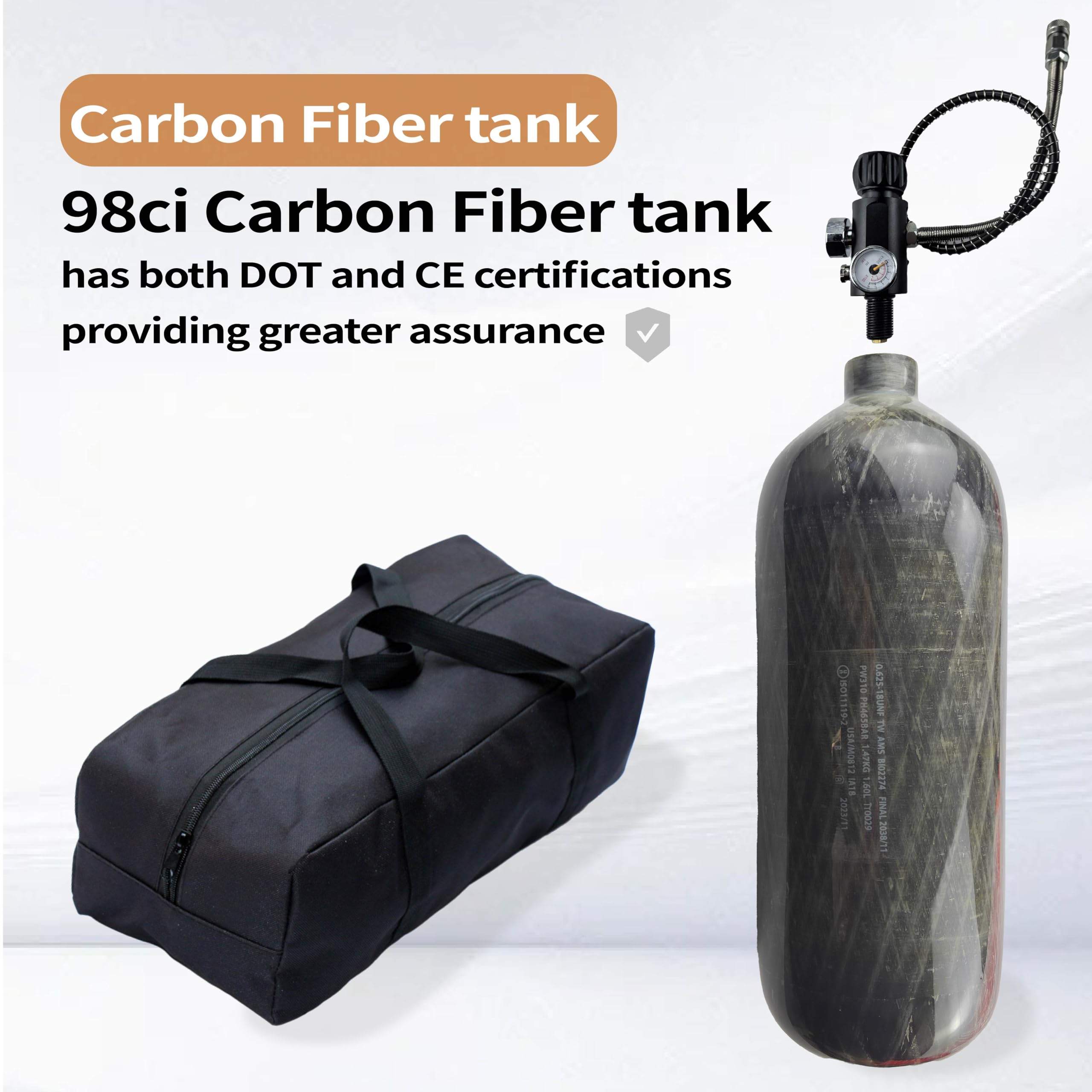Snapklik.com : DOT 98ci/4500psi Carbon Fiber Tank systemPaintball HPA ...