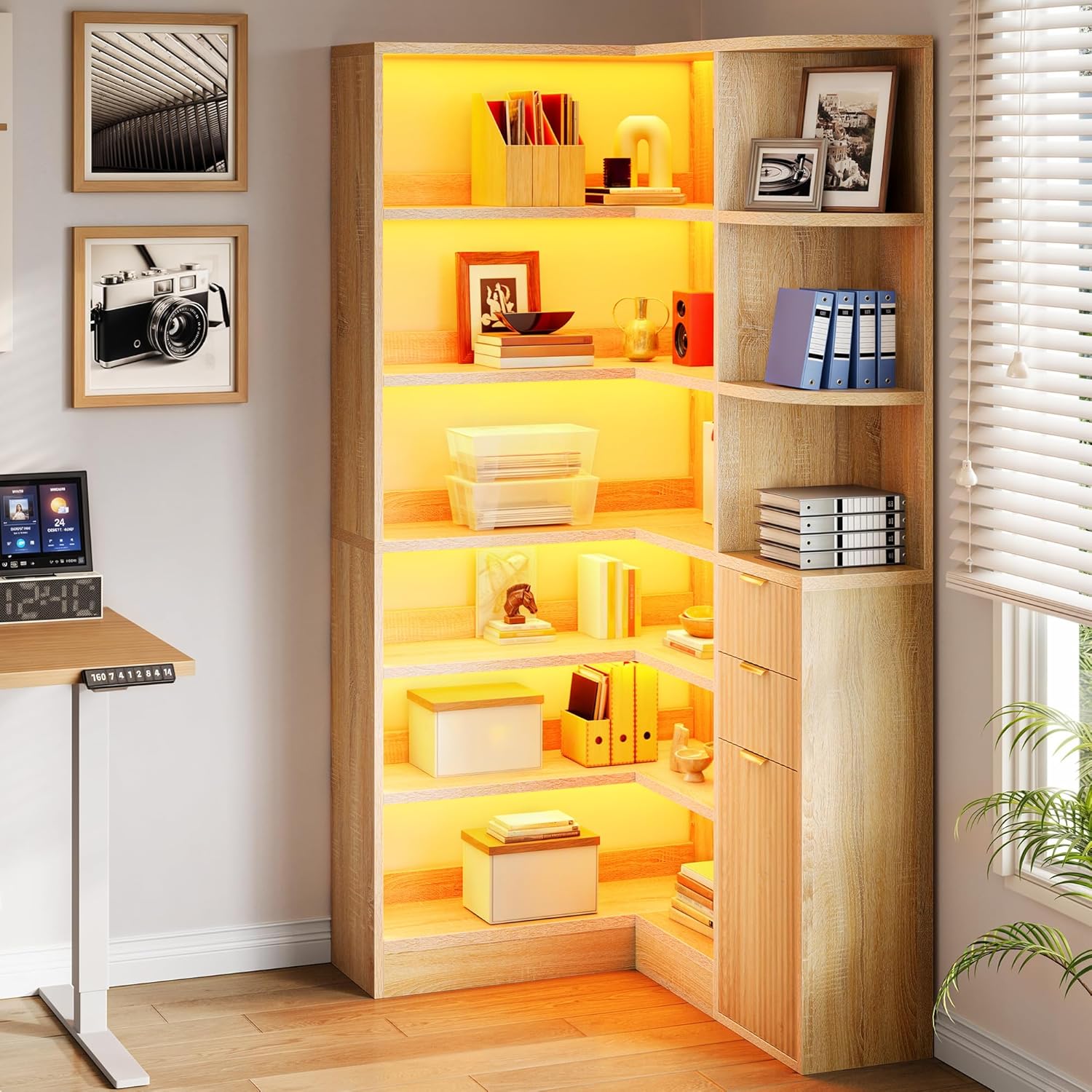 Amazon.com: YITAHOME Corner Bookshelf with Storage, Fluted 6-Tier ...