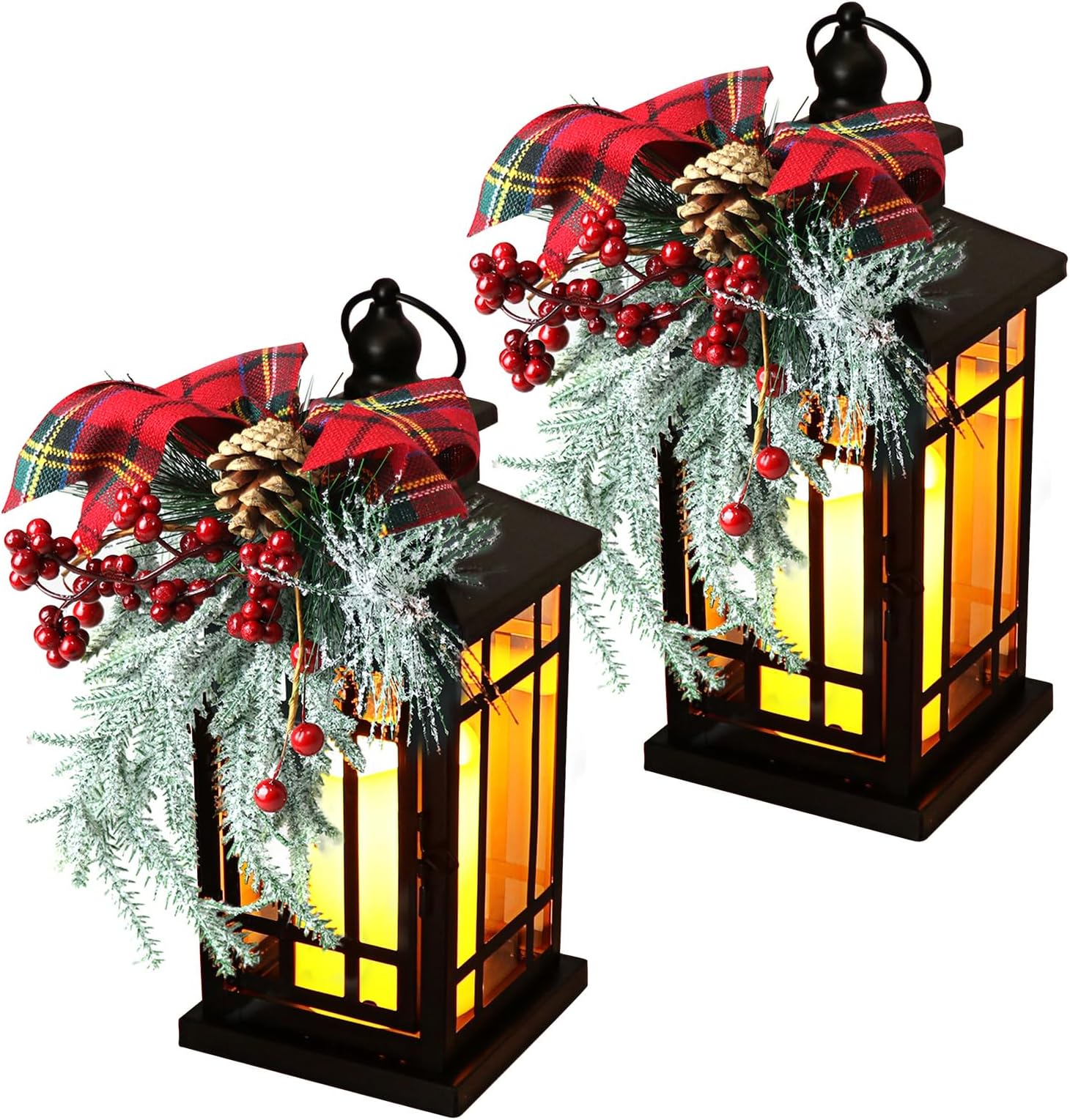 Amazon.com: Orchid & Ivy Set of 2 11-Inch Rustic Black Metal Lighted ...