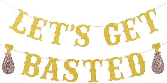 Amazon.com: Gold Let‘s Get Basted Banner Friendsgiving Banner ...