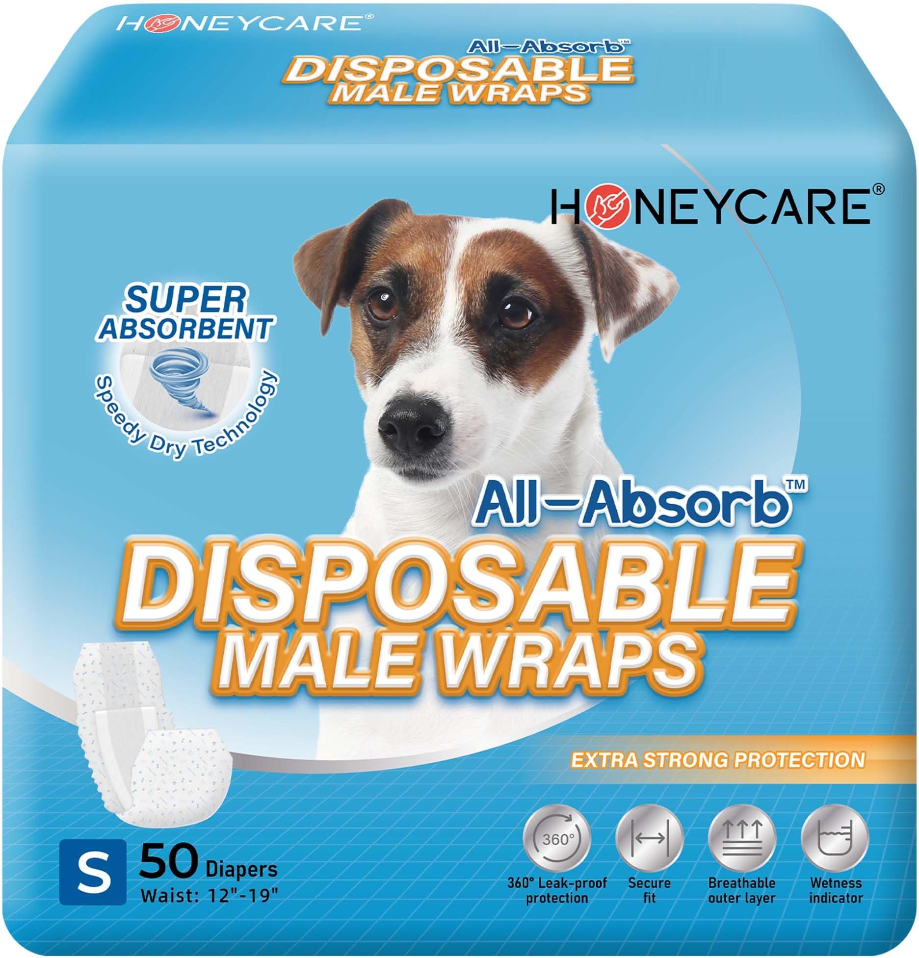 HONEY CARE All-Absorb A26 Male Dog Wrap, 50 Count, Small : Amazon.co.uk ...