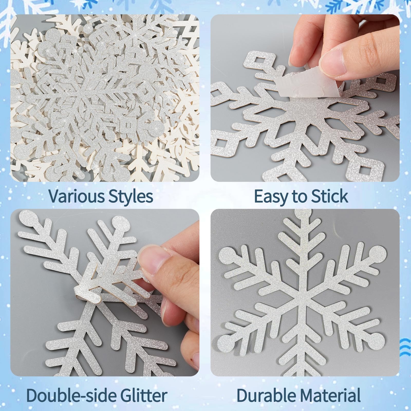 Snapklik.com : Winter Snowflake Cutouts Glitter Paper Snowflake ...
