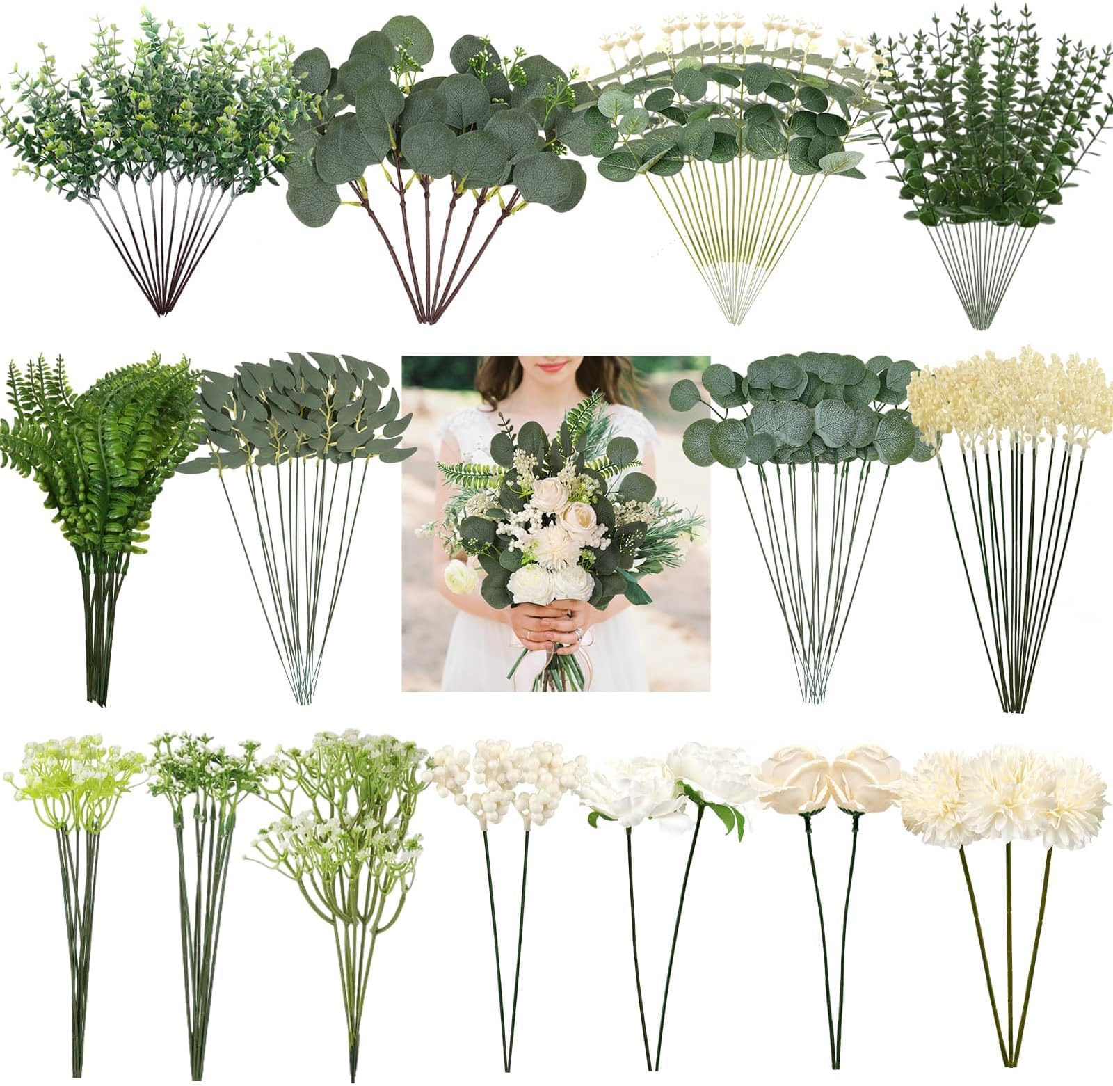 Amazon.com: COTSEN 85pcs Artificial Greenery Stems Box Set with 10 ...