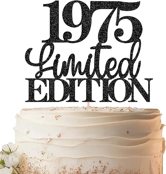 Amazon.com: EONNCNT Limited EDITION 1975 Cake Topper - Black Glitter ...