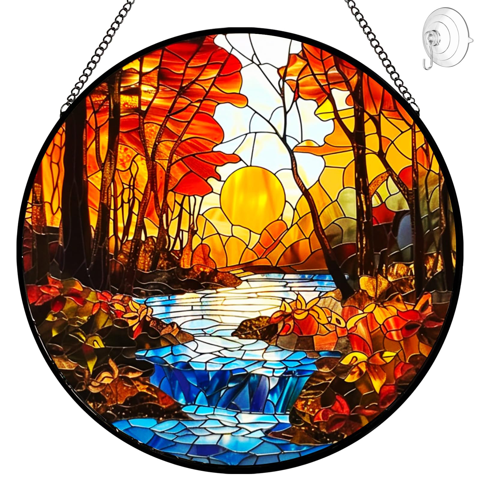 Amazon.com: Sunset Suncatcher Stained Glass Window Hanging - Sun ...