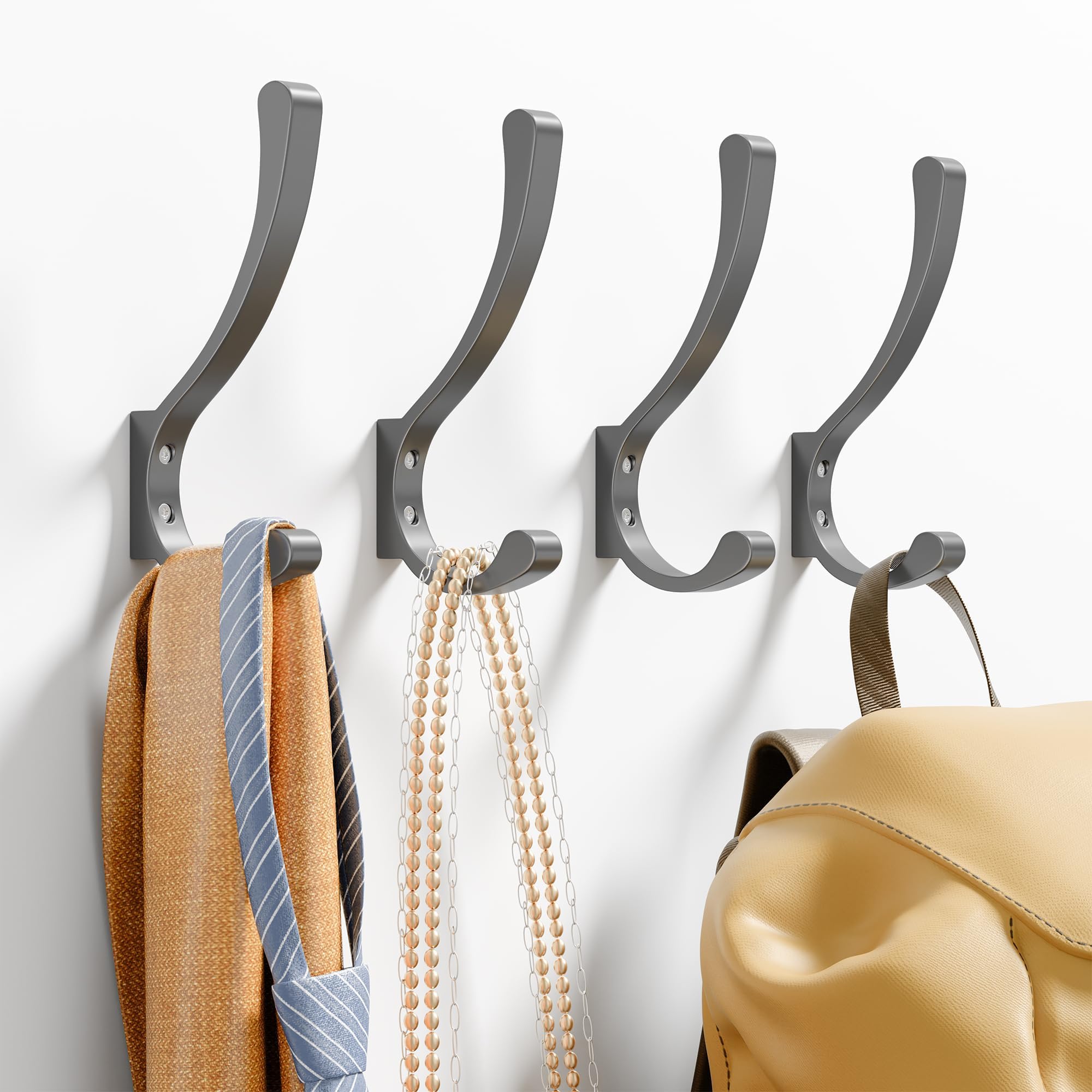 Amazon.com: Jukzi Coat Hooks 5 Pack - Heavy Duty Wall Mounted Brushed ...