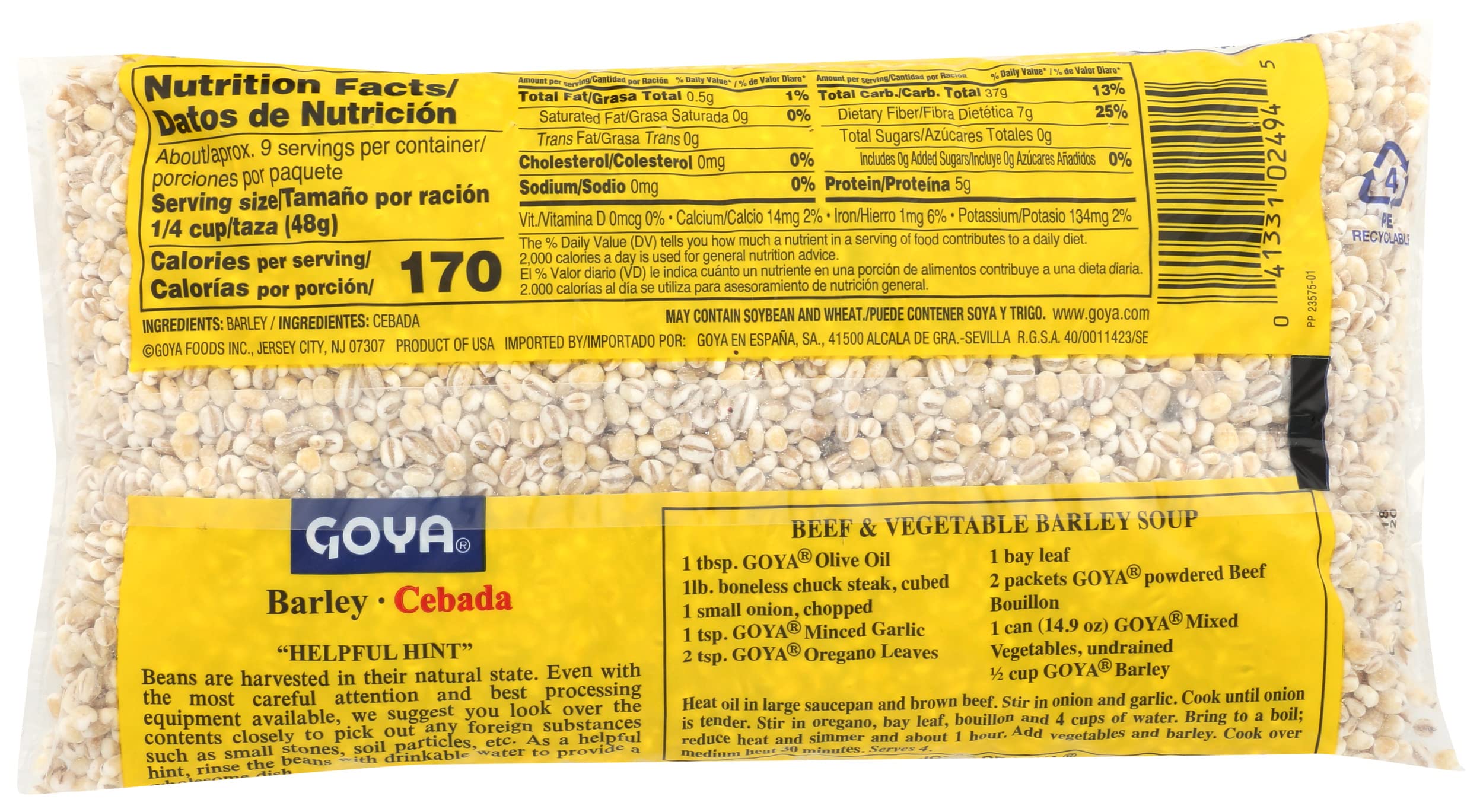 Snapklik.com : Dry Barley Grain By Goya, Pearl Barley, Pantry Staples ...