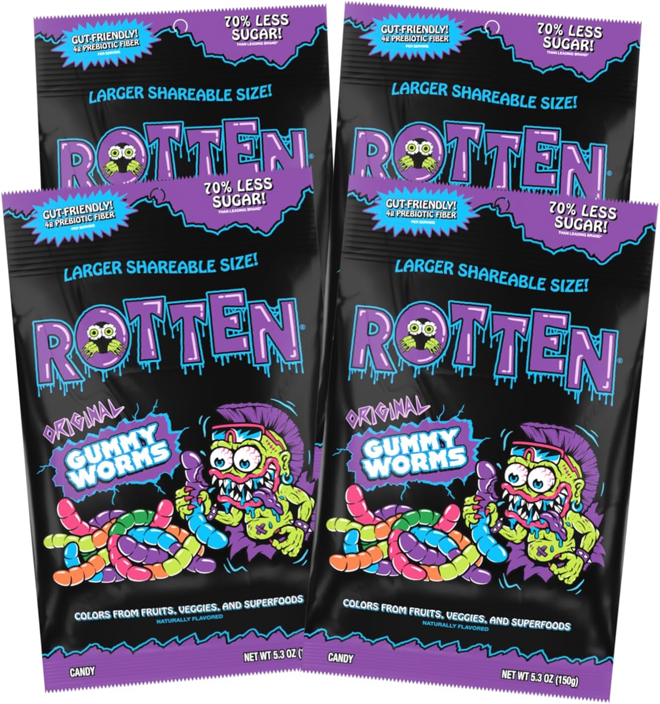 Amazon.com : Rotten Original Gummy Worms - Low Sugar, Low Calorie, 7g ...