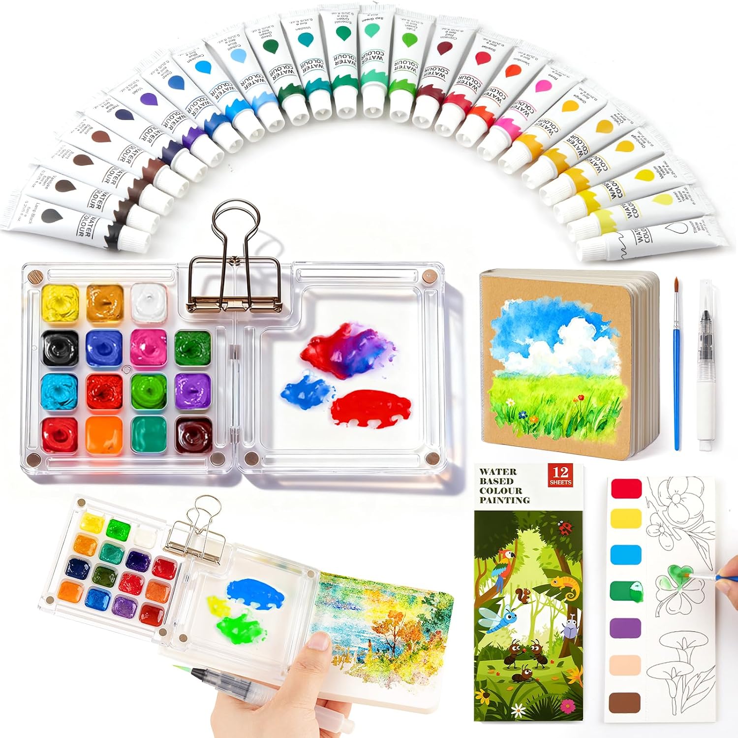 Amazon.com: Mini Watercolor Paint Set, Paint Palette Travel Kit, Pocket ...
