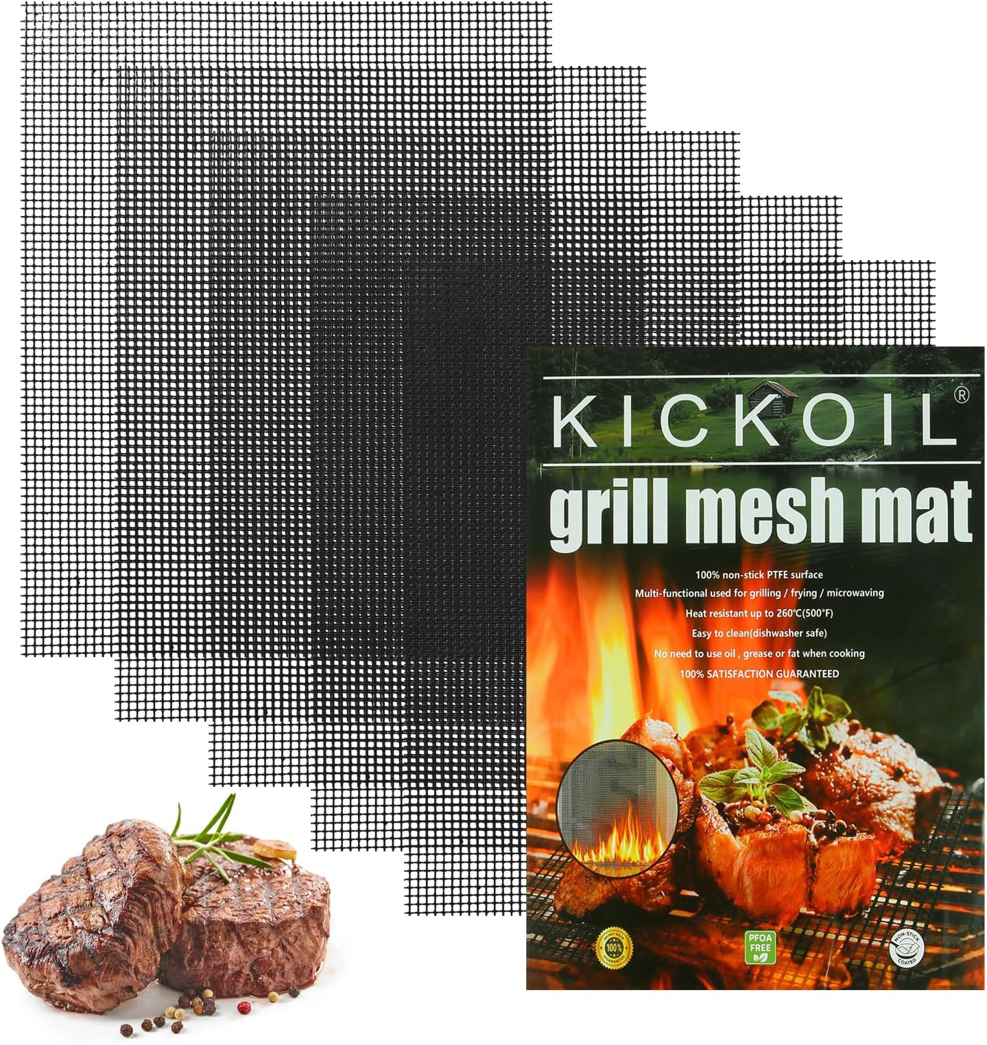 Amazon.com: AOOCAN Grill mesh mat - Set of 5 Non Stick BBQ Grill mats ...