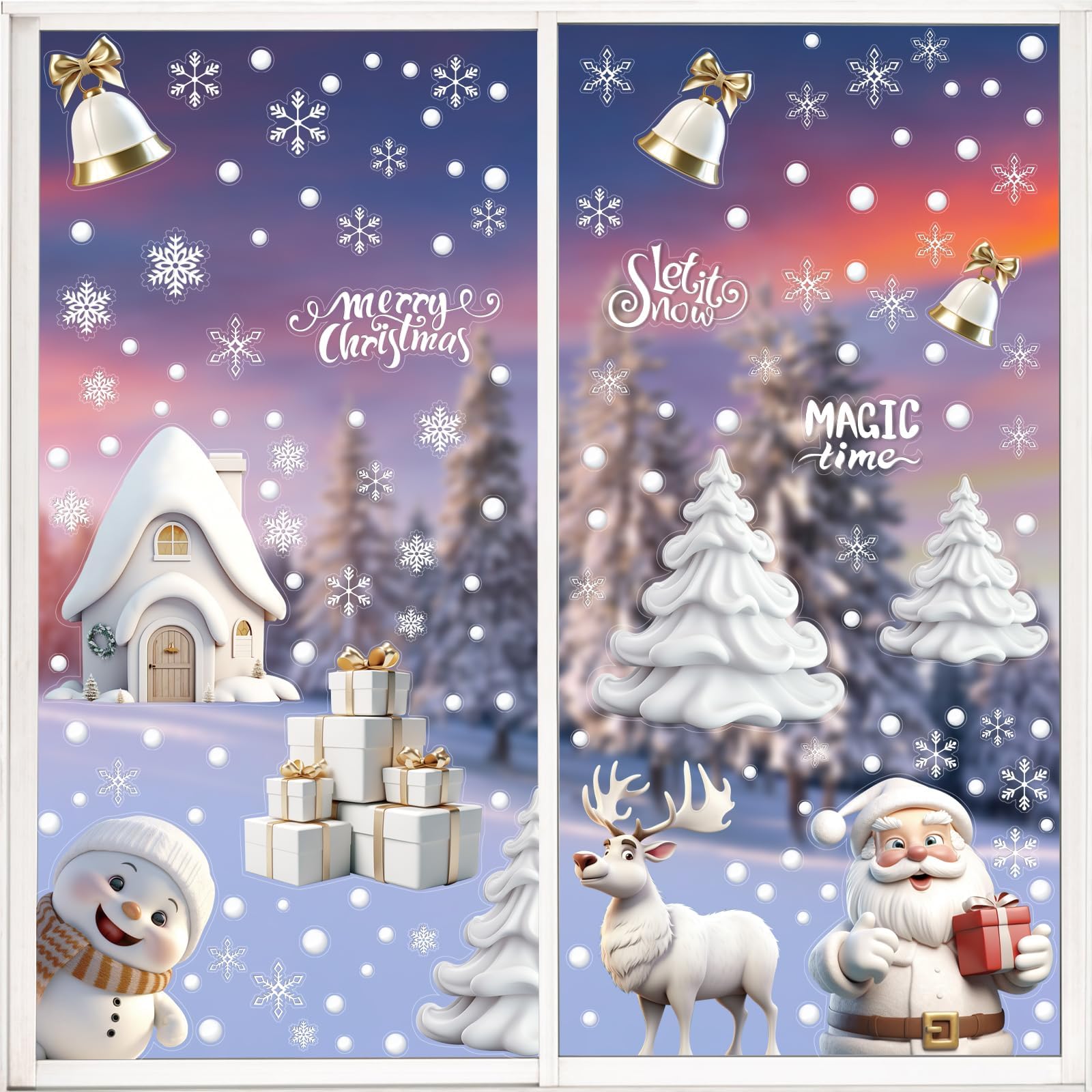 Amazon.com: BAIWOVIS Christmas Window Clings Decorations - Snowflakes ...