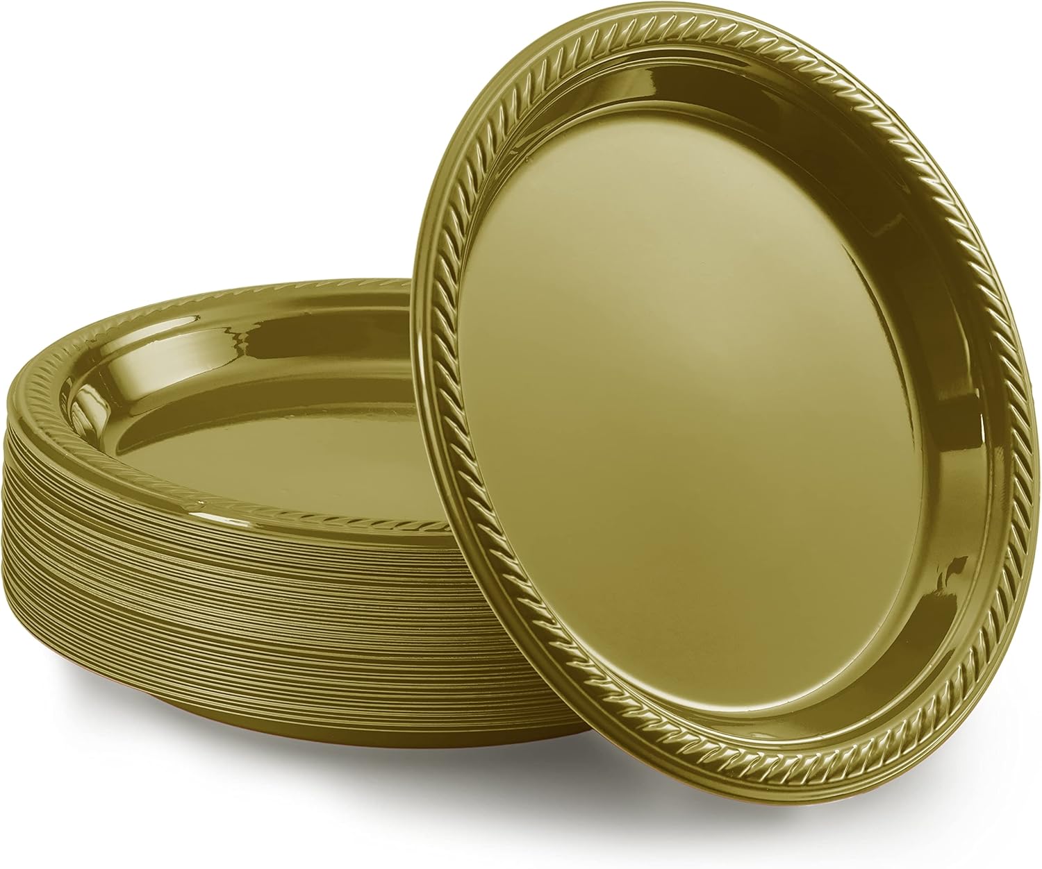 Disposable Plastic Plates Gold, 7 Inches Plastic Dessert Plates, Strong ...