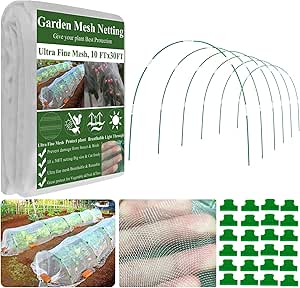 Amazon.com : WYRJXYB Garden Mesh Netting Kit,10 x 30FT Ultra Fine Netting with 6 Sets Fiberglass ...