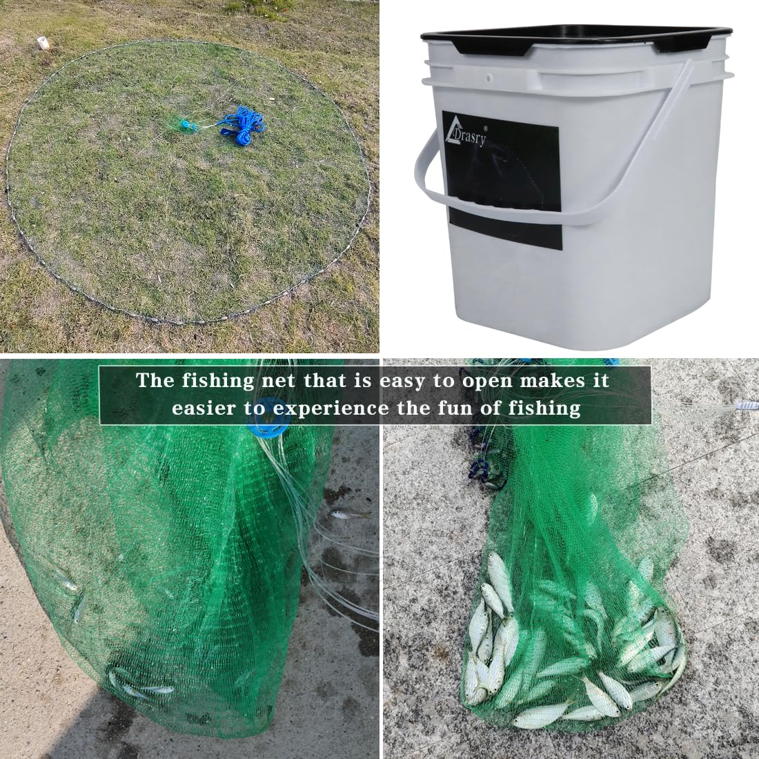 Snapklik.com : Saltwater American Green Monofilament Fishing Cast Net ...