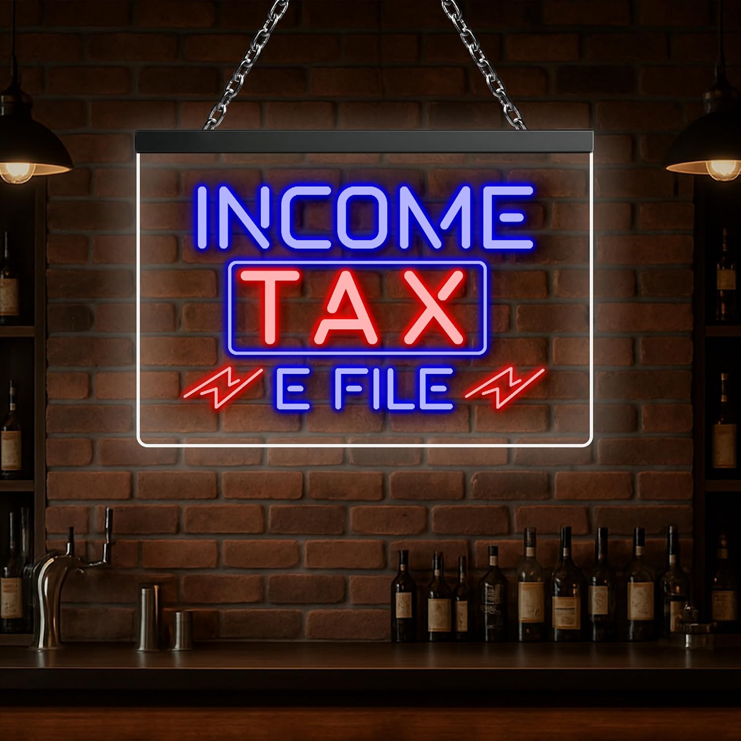 LIGHT UP LUXE Personalized Income Tax Neon Sign, Custom LED Acrylic ...