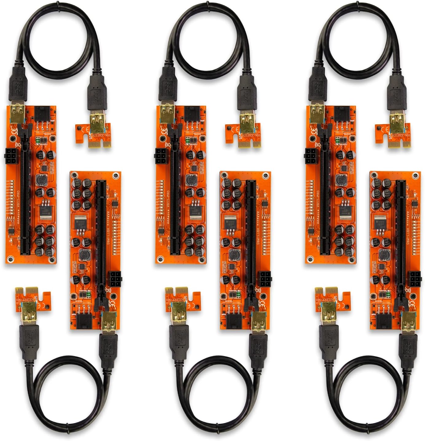 Amazon.com: 6 Pack PCIe Riser 1x to 16x, GPU Mining Card Powered ...