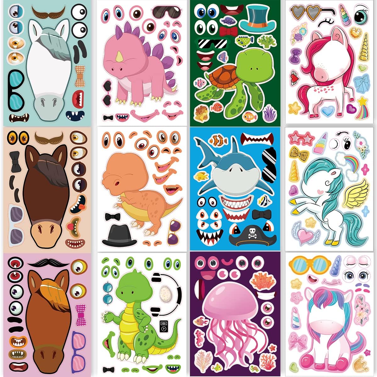 Amazon.com: 15 Sheets Make a Face Stickers Girl Stickers Kids Toddlers ...