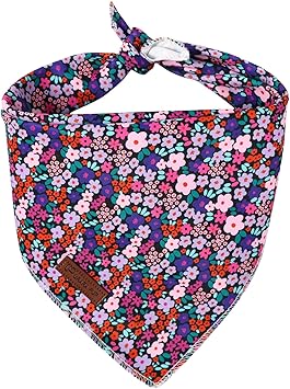 Floral Dog Bandana, UP URARA PUP Flowers Triangle Bid Scarf for Medium ...