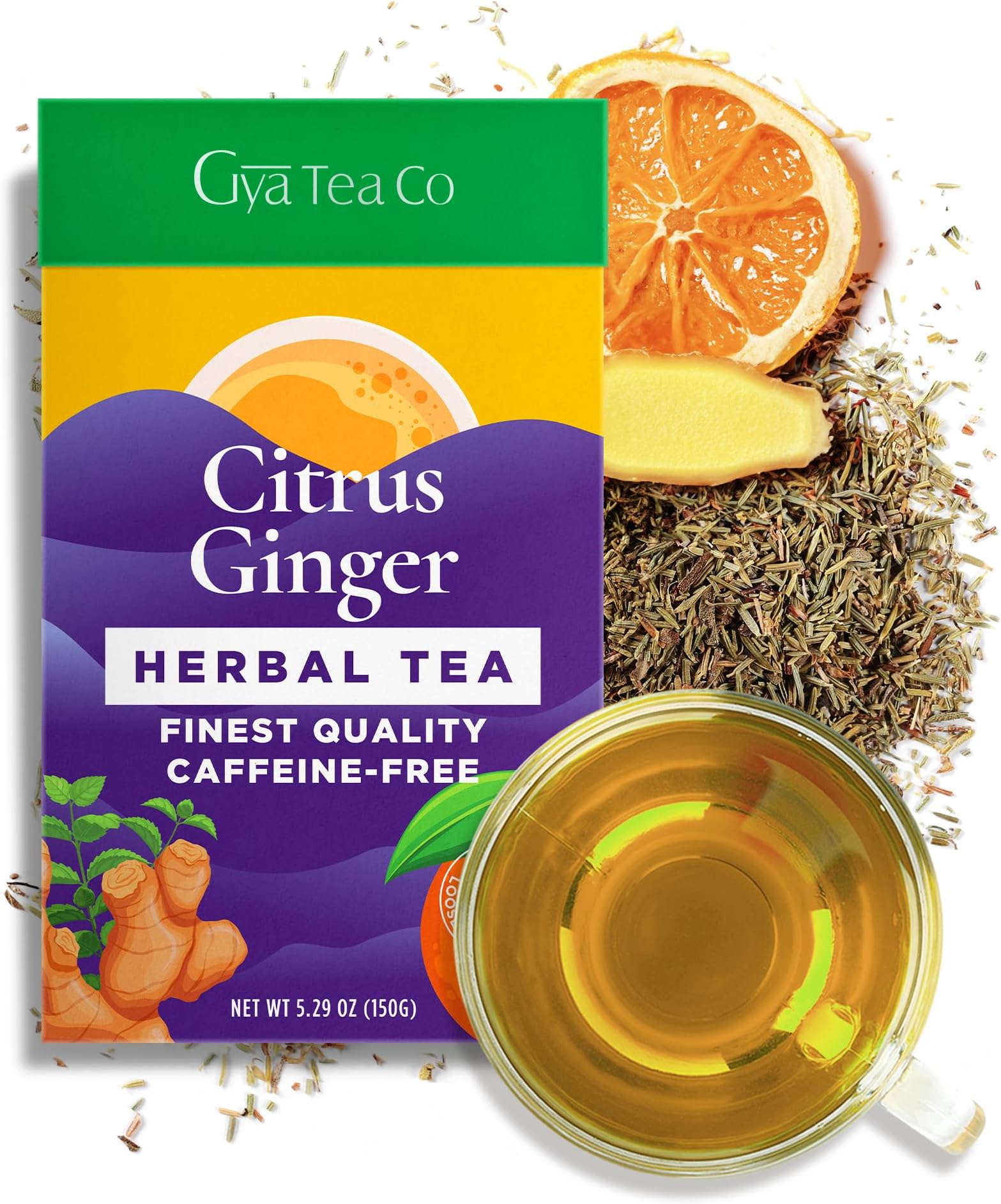 Amazon.com : Gya Tea Co Citrus Ginger Herbal Tea Loose Leaf Tea - 5.29 ...