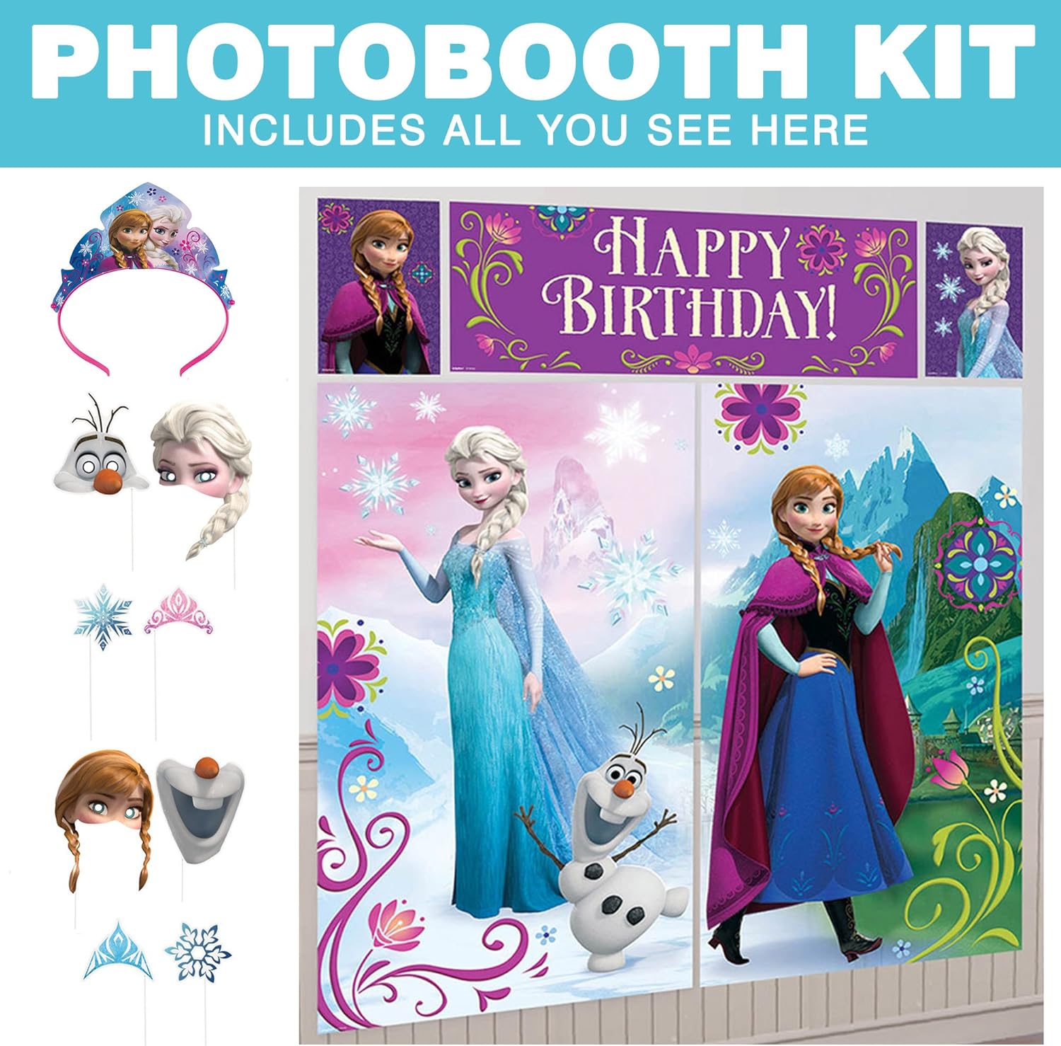 Amazon.com: Costume SuperCenter Frozen Photo Booth Kit - Party Supplies ...