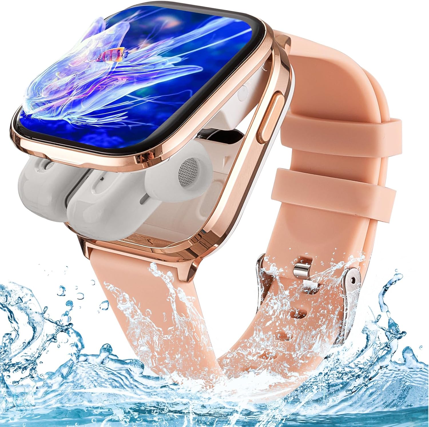 Amazon.com: Wkreuoar 2 in 1 Smart Watch with Earbuds,IP68 Waterproof ...
