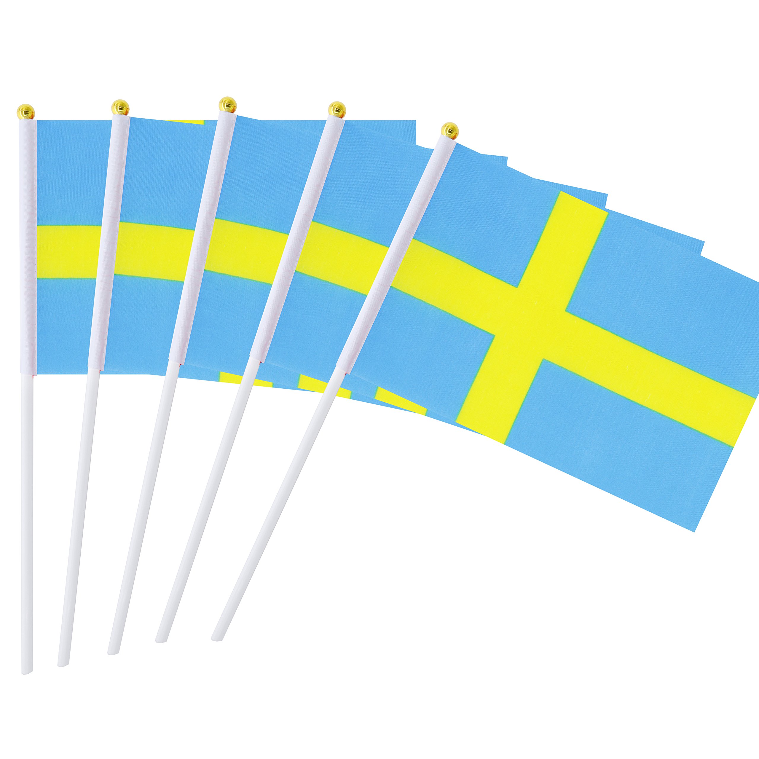 Amazon.com: Hand Held Sweden Flag Swedish Flag Stick Flag Mini Flag 50 ...