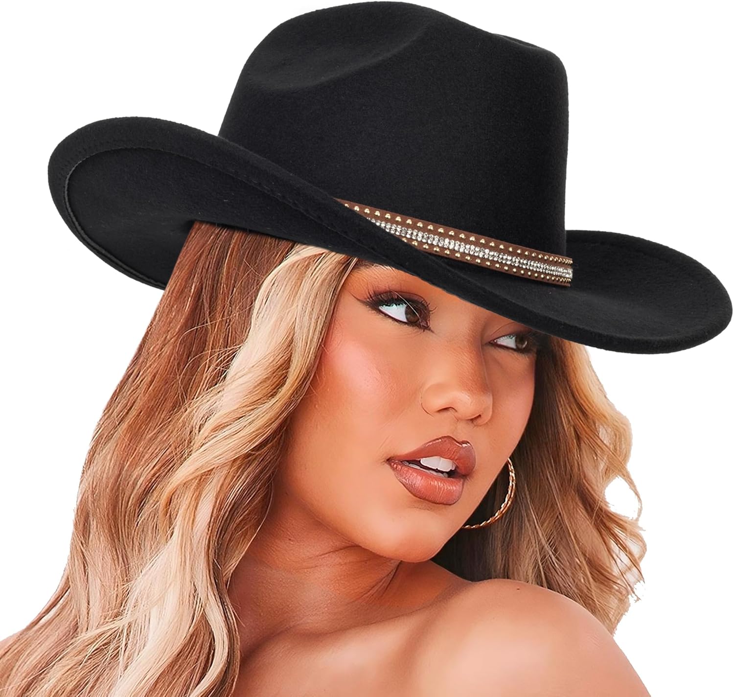 Amazon.com: IZUS Classic-Western Felt-Cowboy-Hat for Men-Women Solid ...