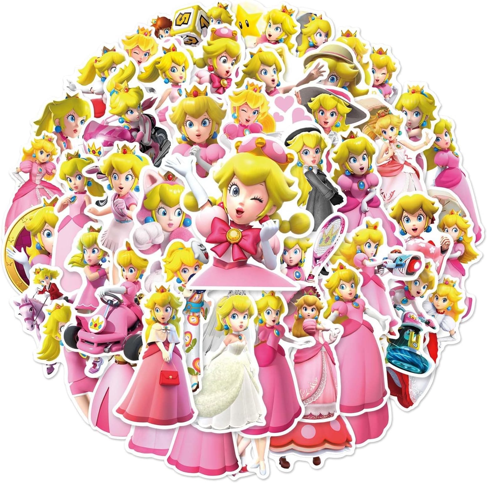 Amazon.com: 50 Pcs Princess Peach Stickers, Waterproof Stickers for ...