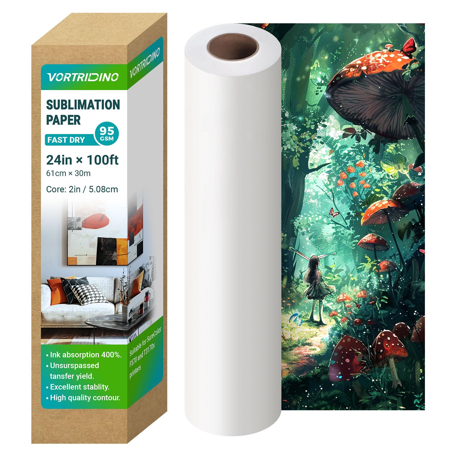 Amazon.com: VORTRIDINO Sublimation Paper 24in x 100ft Dye Sublimation ...