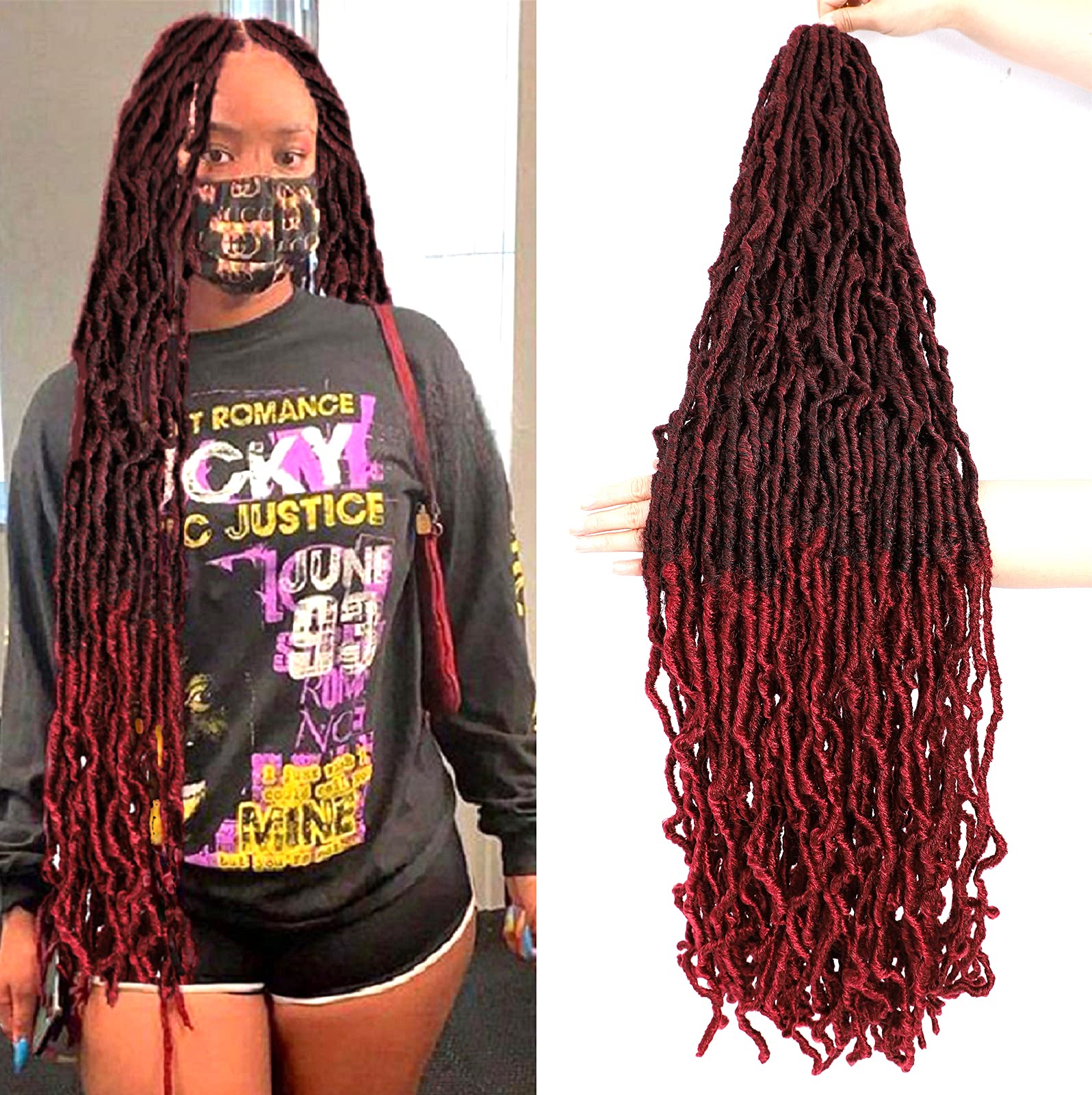 Buy Burdy 36 inch New Faux Locs Crochet Hair Braids,1Pack Pre-Looped ...