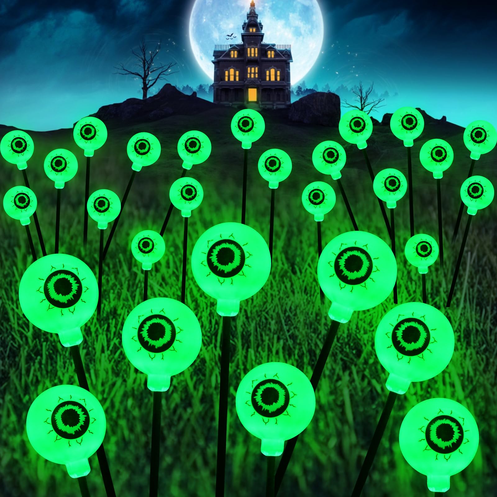 WedKoor Solar Eyeball Lights Outdoor, 4 Pack 32 LED Halloween Eyeball ...