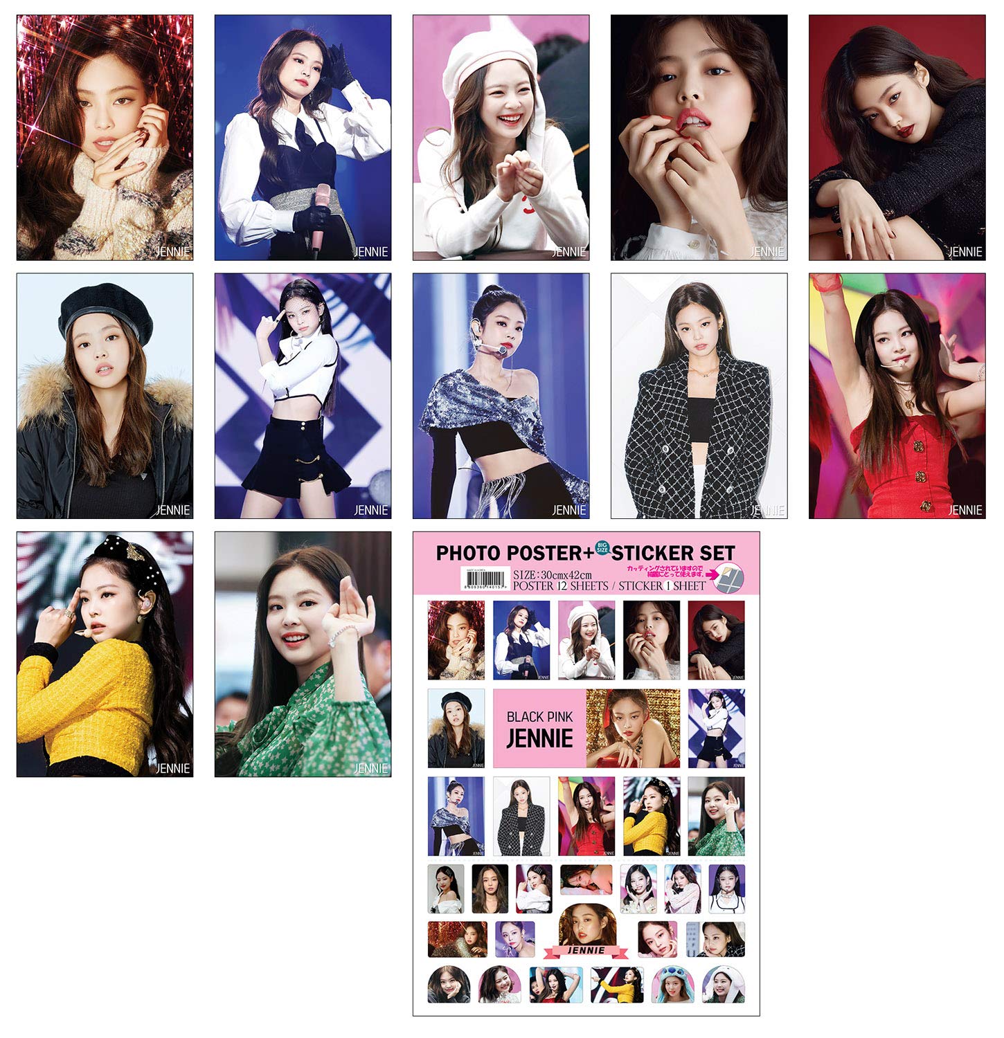 Buy K-POP Jennie(Black Pink) Solo 2019 12 Posters + 1 Sticker Set (All ...