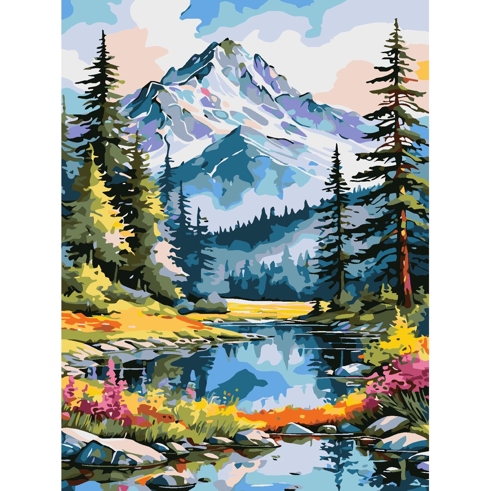 Amazon.com: askkqtx Landscape Paint by Number for Adults - Lakes Tree ...