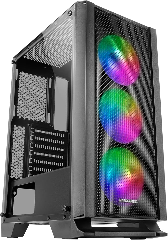 Mars Gaming MC-C Black, PC ATX Case, Metal-Mesh Front Panel, Tempered ...