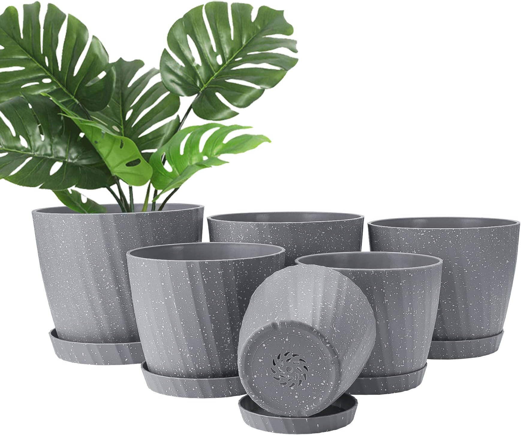 OctBird 3 Plastic Flower Pots,3 sizes Plant Pots Indoor,Outdoor Plant ...