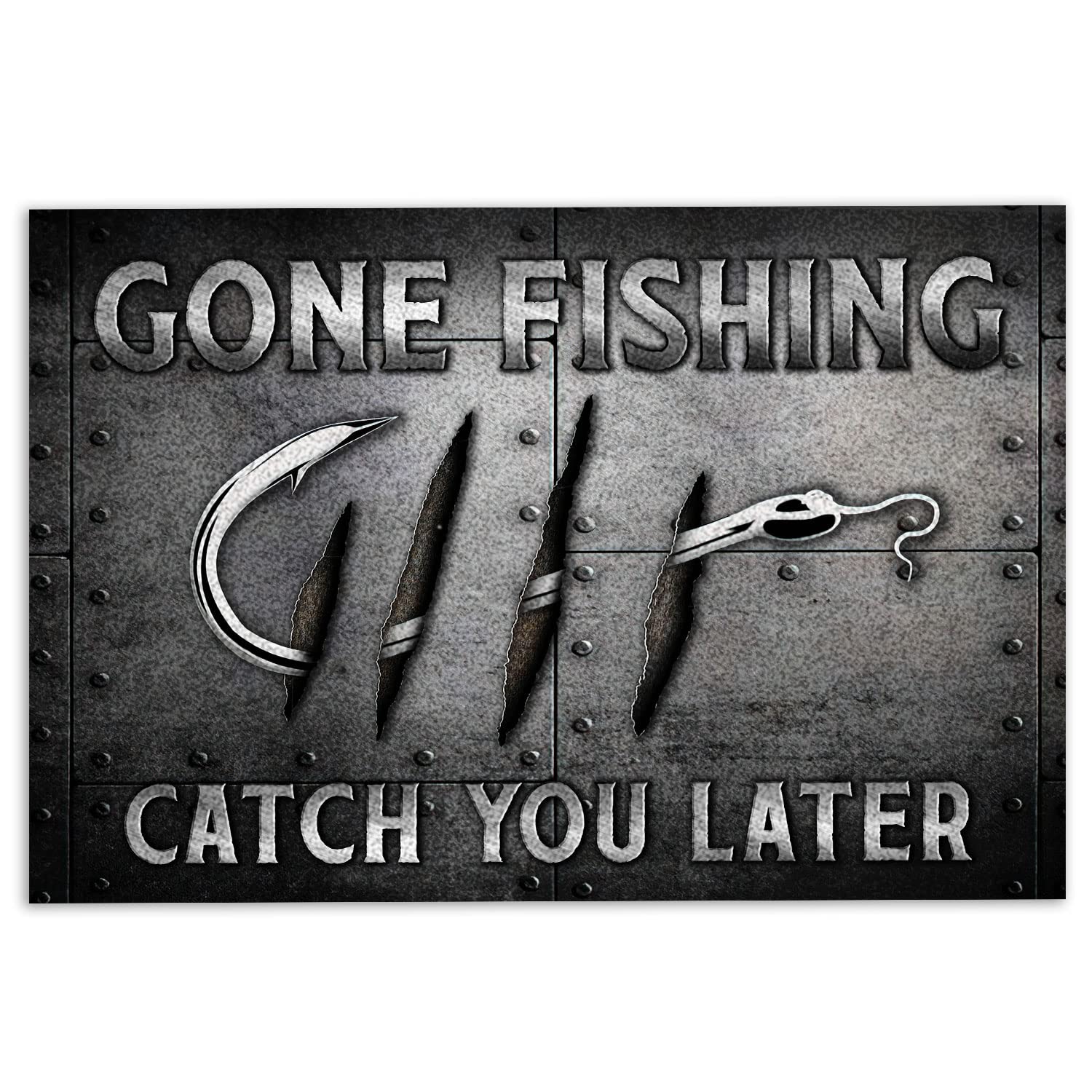 Amazon.com: OhaPrints Gone Fishing Catch You Later Fishing Hook ...