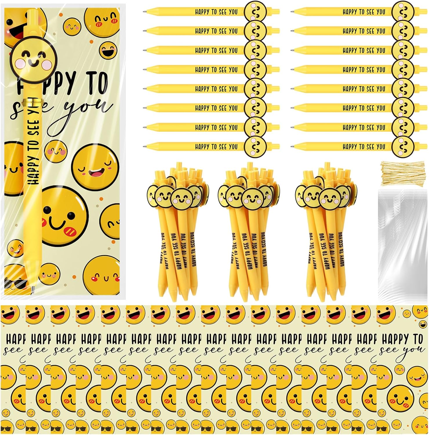 Amazon.com : Sayglossy 25 Sets Back to School Gifts Yellow Smile Face ...