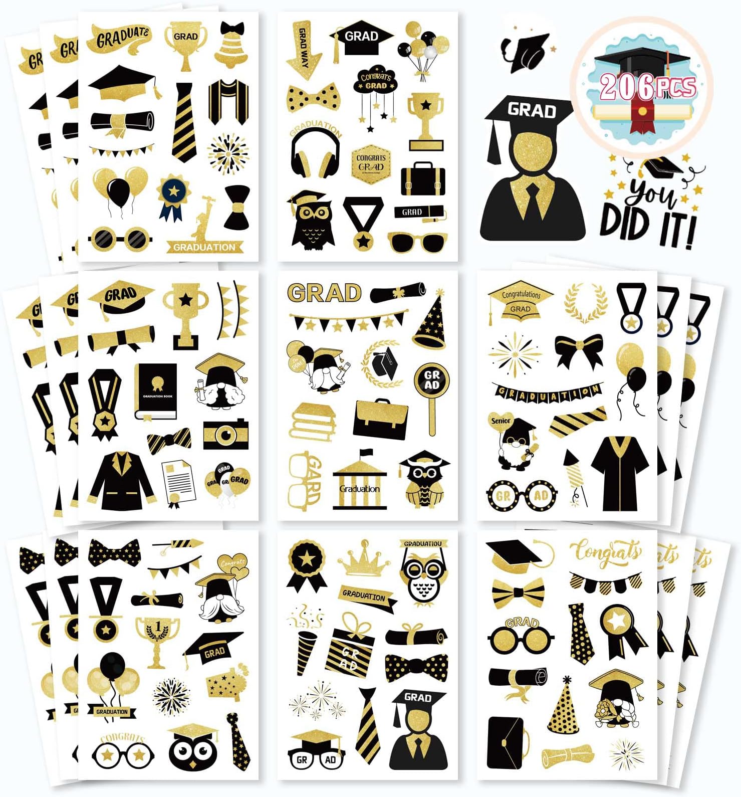 Amazon.com: 288Pcs Graduation Stickers 2024 College Stickers Congrats ...