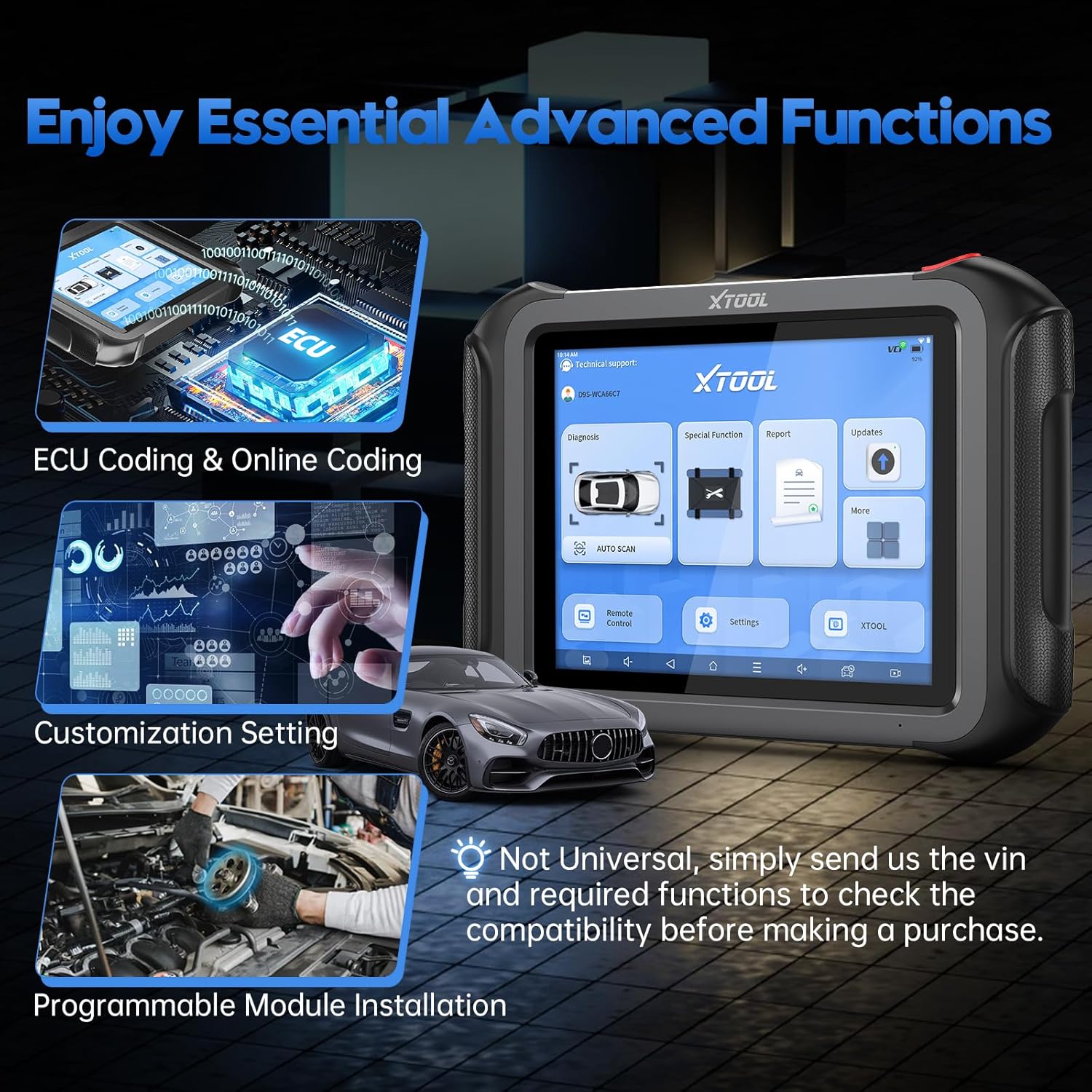 XTOOL D9S Automotive Diagnostic Tool, Wireless OBD2 Scanner with ECU ...