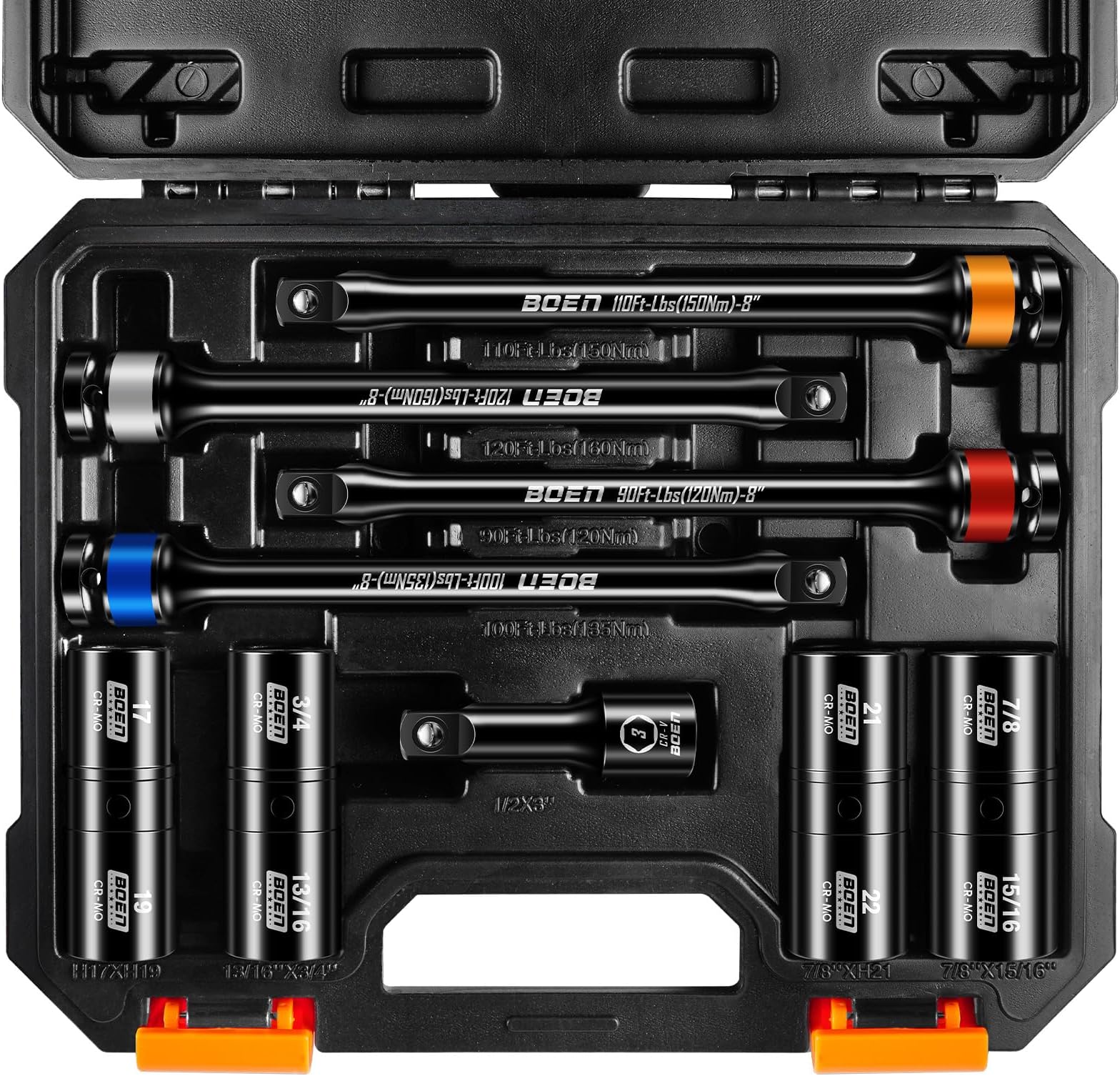 Amazon.com: boen 9PCS 1/2" Drive Impact Flip Lug Nut Socket And Torque ...