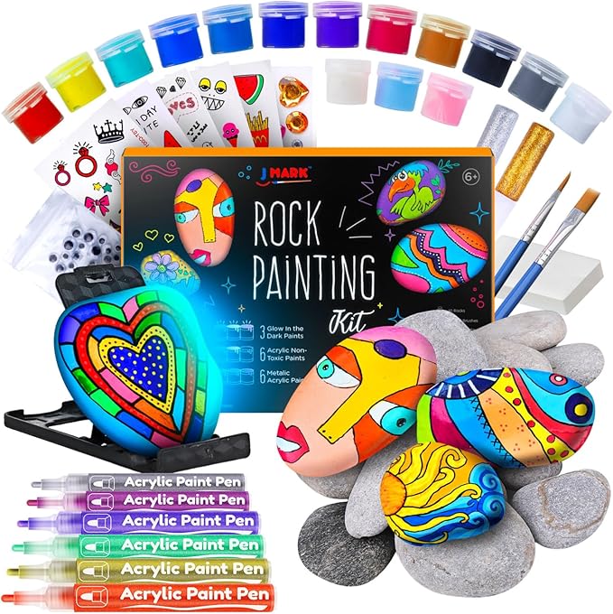 Amazon.com: J MARK Premium Rock Painting Kit - Acrylic Paint Pens for ...