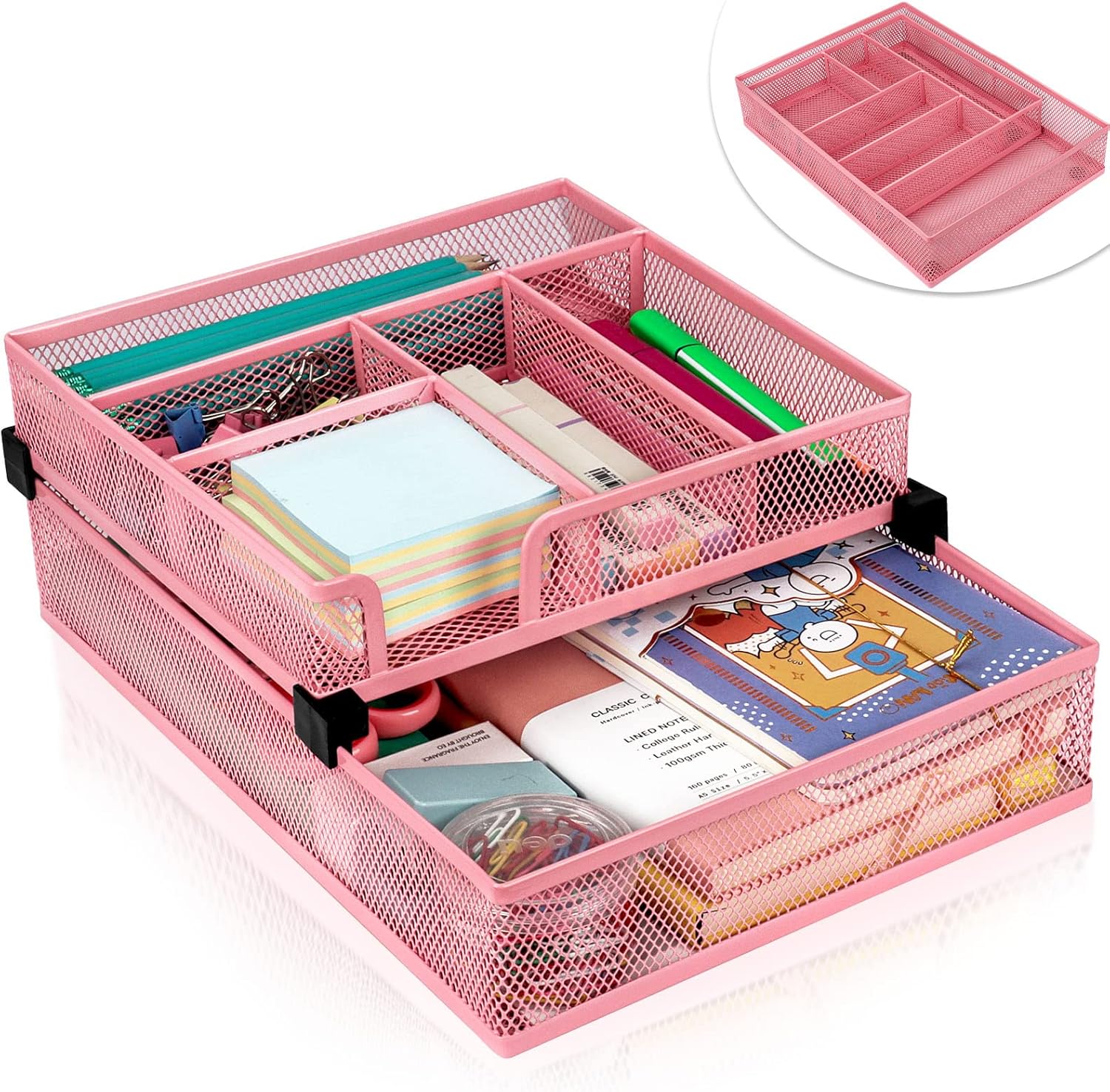 Amazon.com: Banshou Desk Drawer Organiaer Tray,Metal Mesh Dividers Desk ...