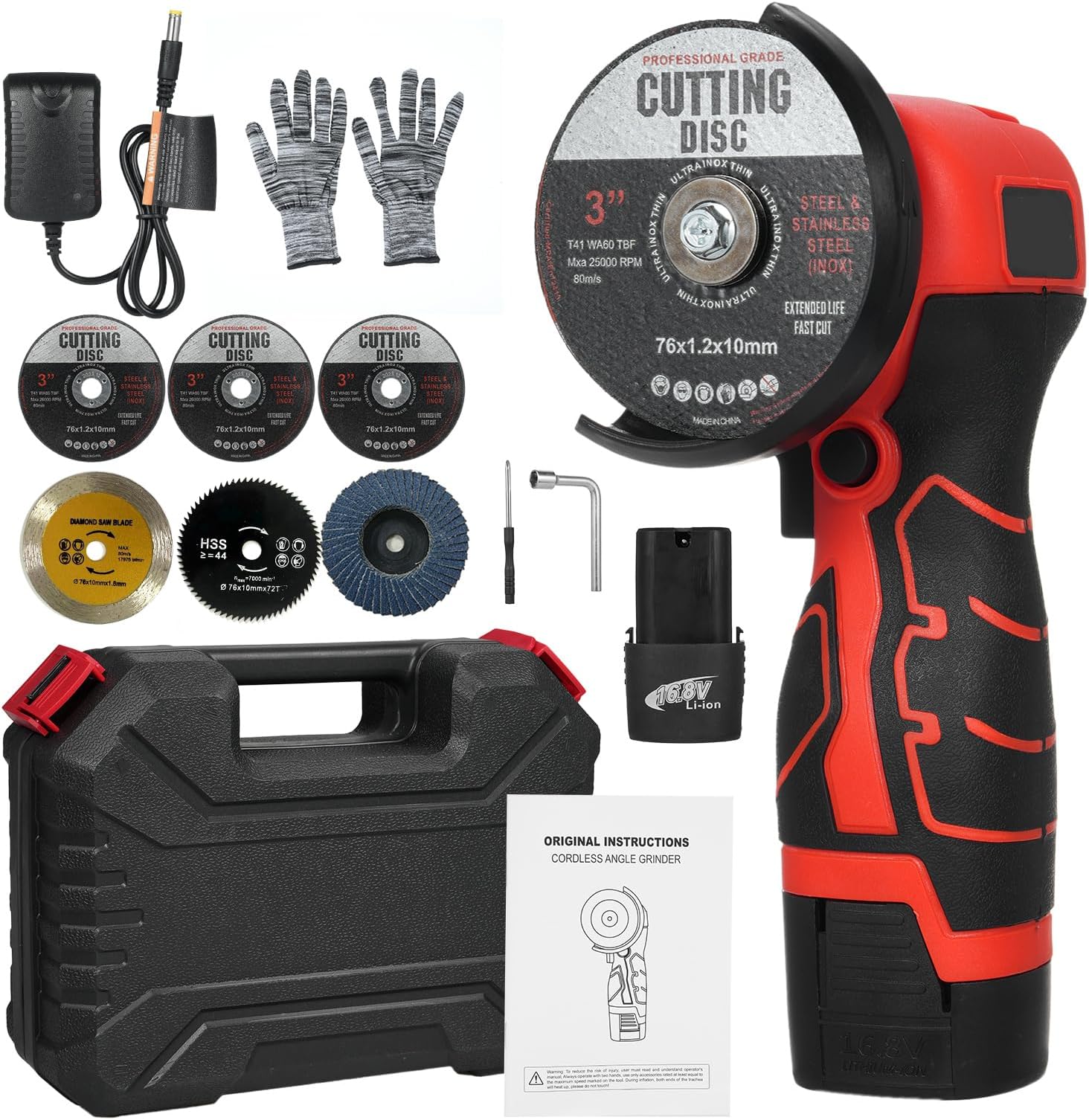 Weytoll - Molinillo angular inalámbrico, herramienta de molienda eléctrica de 7000 rpm, mini ...