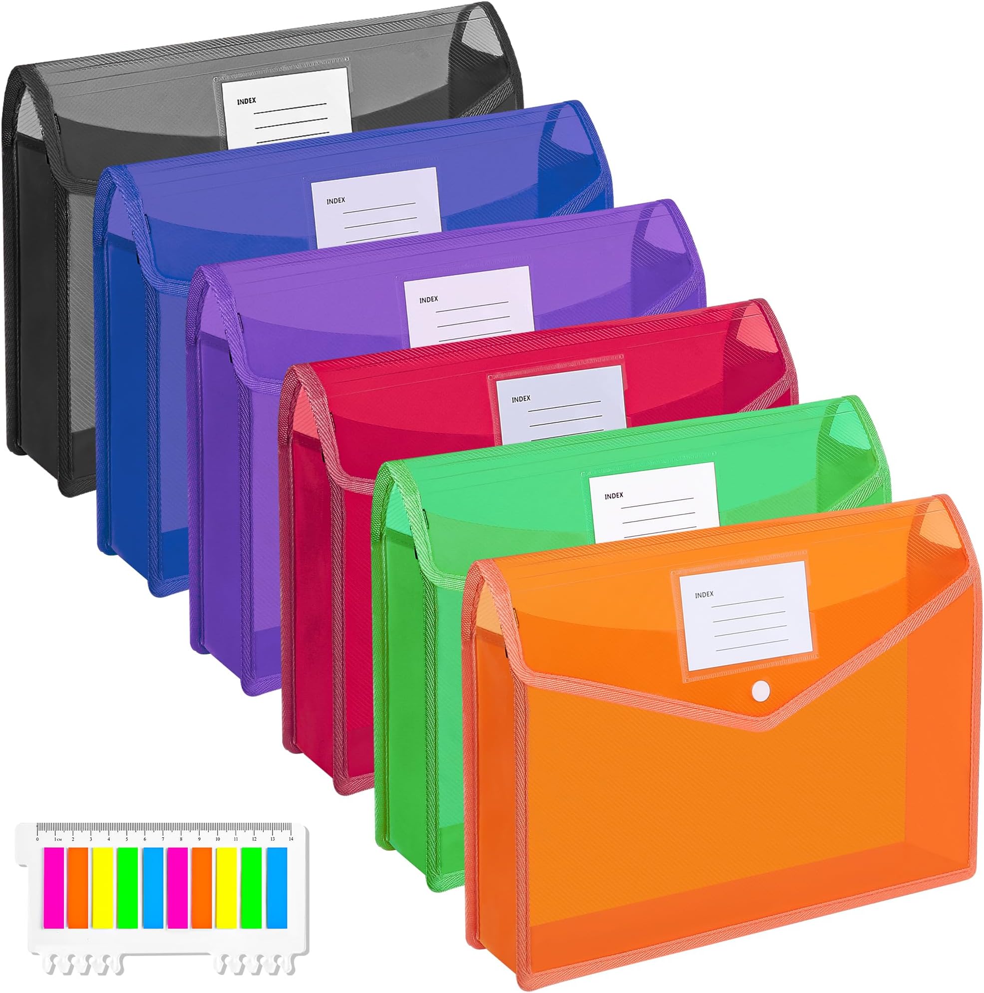 SijiHua A4 Plastic Wallet Folders with Popper -Document Pockets with ...