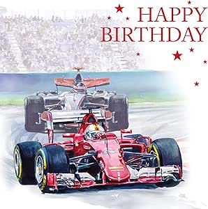 Formula One Happy Birthday Card with Watercolour Image and Red Foil ...