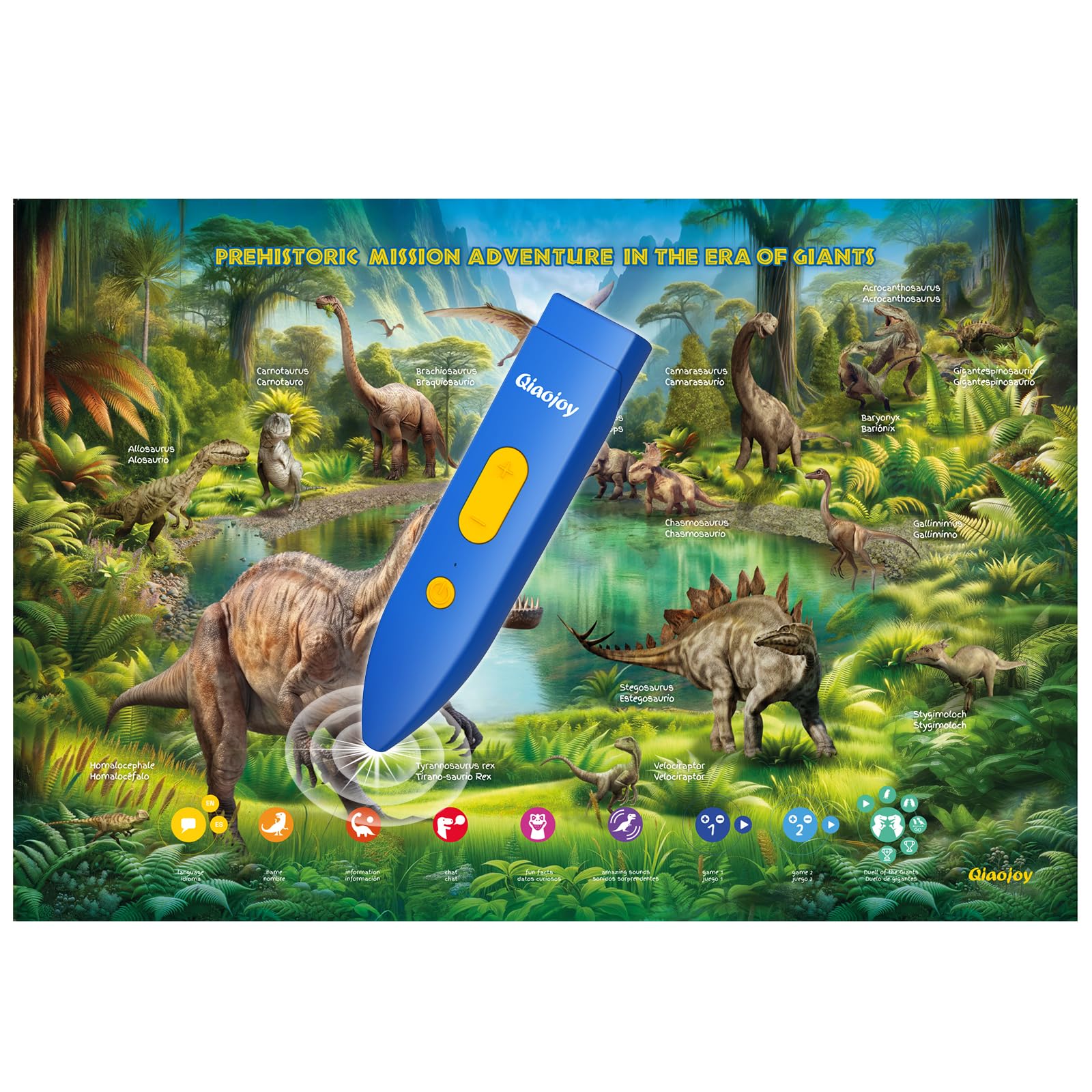 Amazon.com: Bilingual Interactiv Dinosaur Poster for Kids Learning and ...