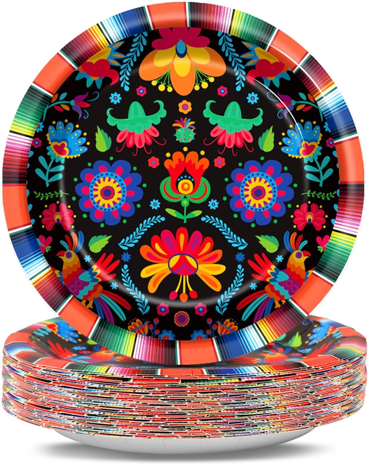 Amazon.com: FillTouch 60 Pcs Mexican Paper Plates 9 Inch Square Fiesta ...